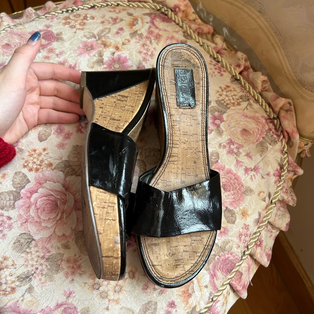 Vintage Early 2000’s Y2k Sbicca Wedges Heels Black An… - Gem